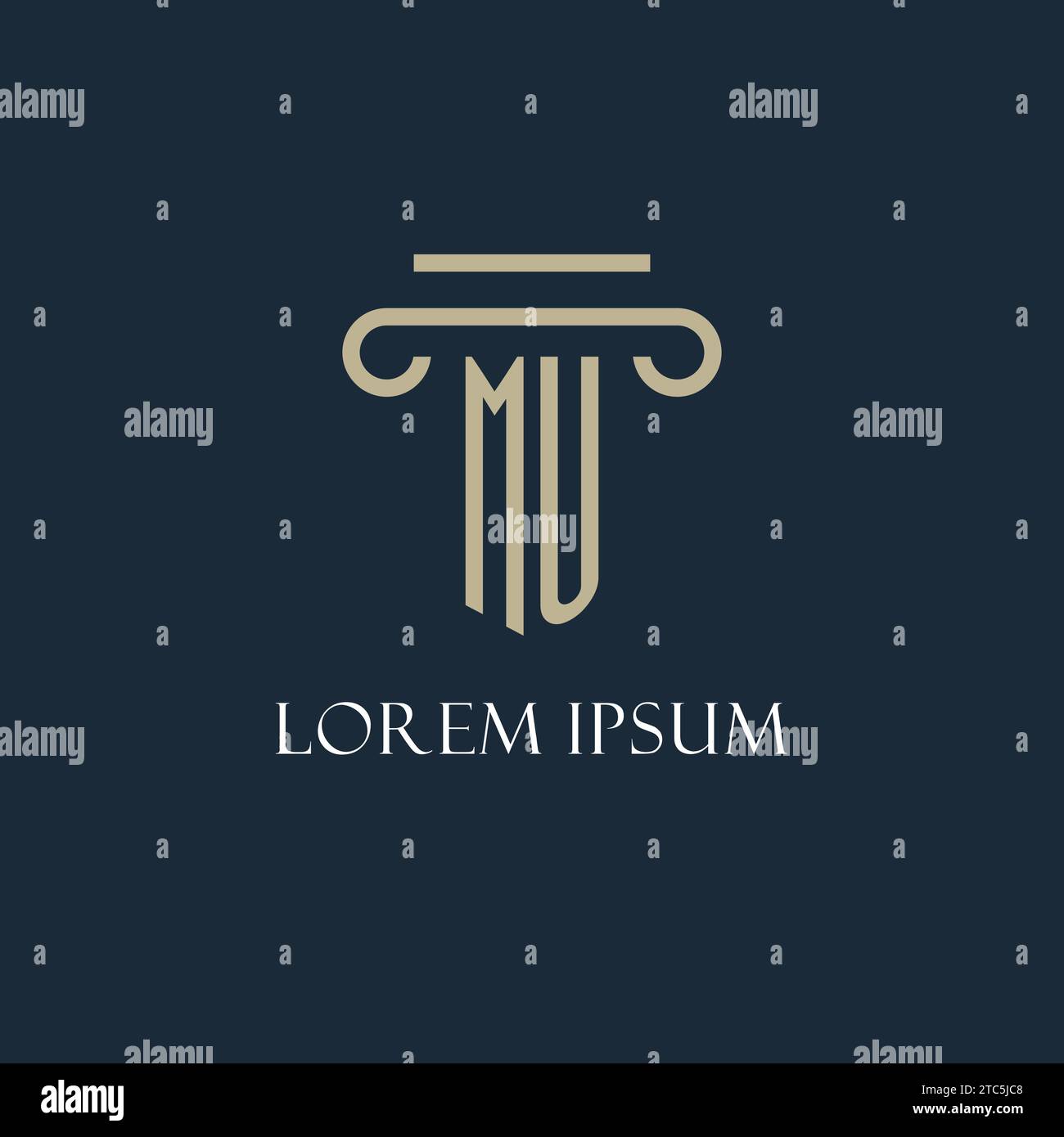 MU initial logo for lawyer, law firm, law office with pillar icon ...