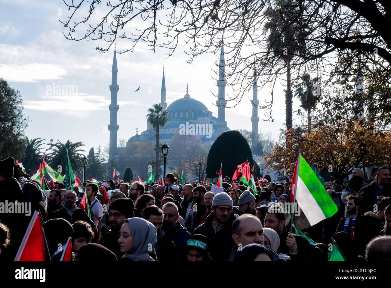 Istanbul, Turkey. 10th Dec, 2023. Turkish citizens chanting slogans ...