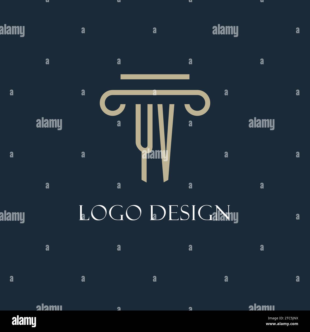 YV initial logo for lawyer, law firm, law office with pillar icon ...