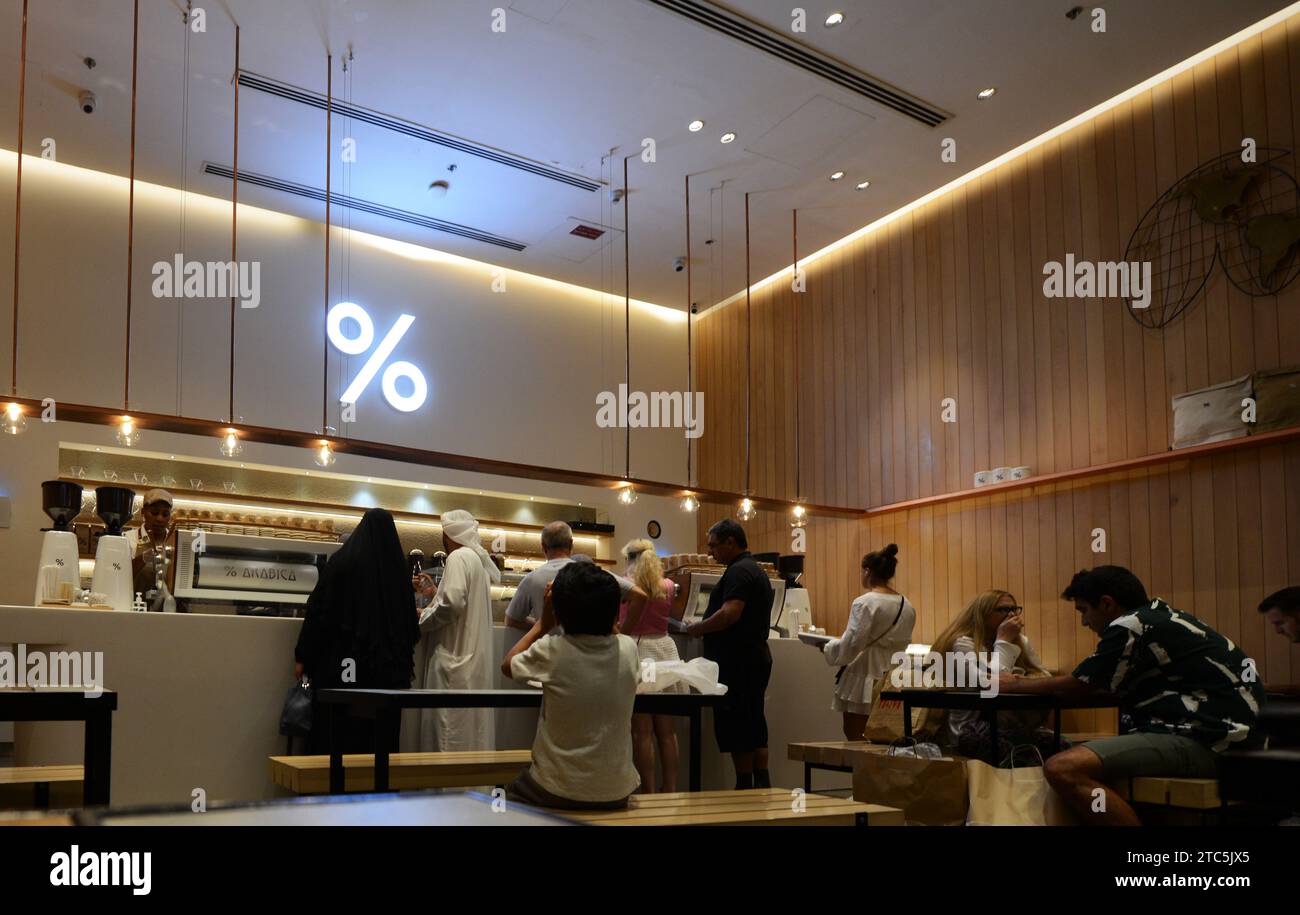 The % Arabica coffee house in the Dubai Mall, Dubai, UAE Stock Photo ...