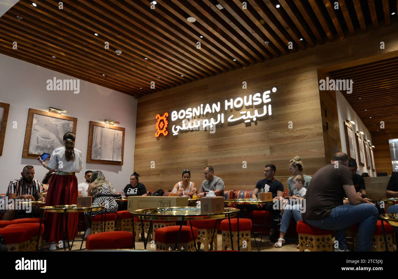 The Bosnian House restaurant in the Dubai Mall, Dubai, UAE Stock Photo ...