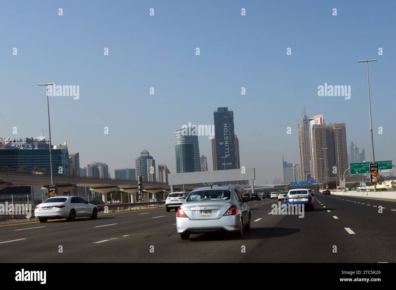 Driving on the E11 Sheikh Zayed Rd highway in Dubai, UAE Stock Photo ...