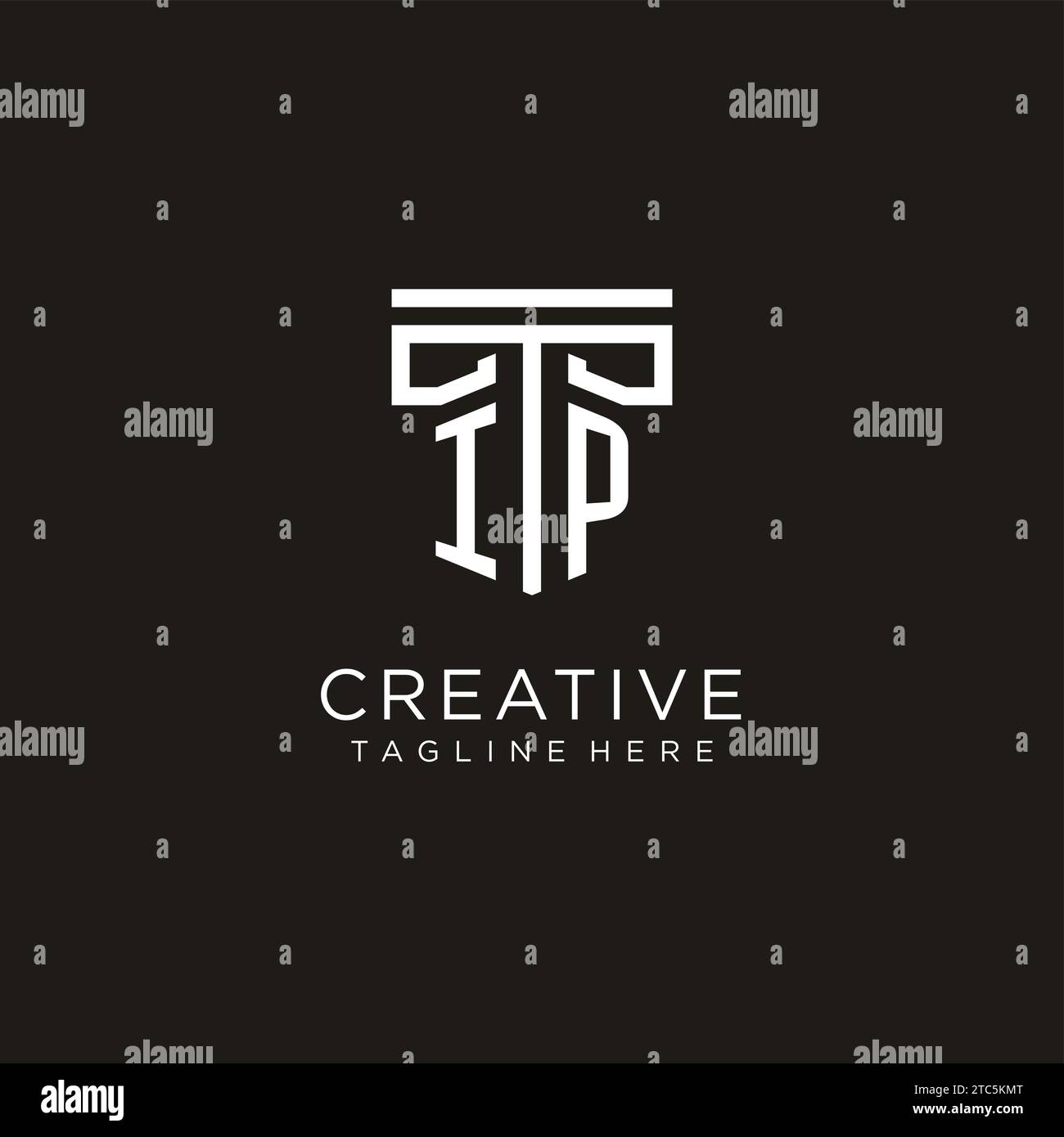 IP initial logo with geometric pillar style design, creative modern law ...