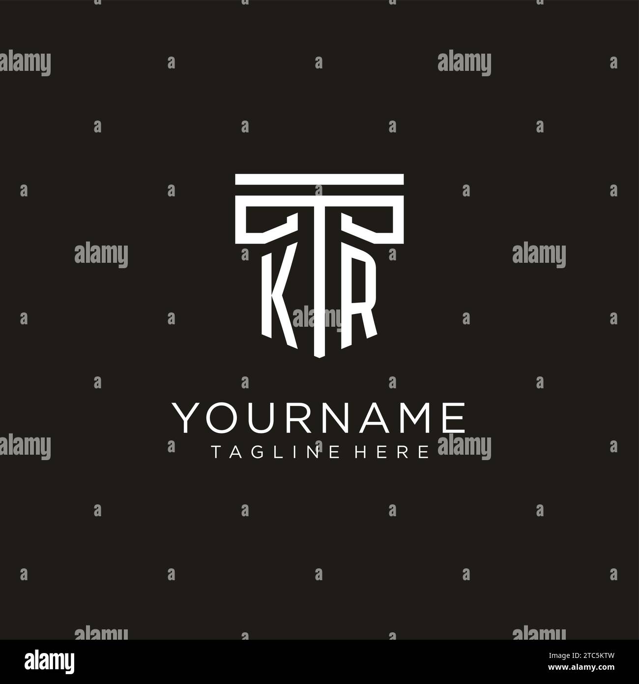 KR initial logo with geometric pillar style design, creative modern law ...