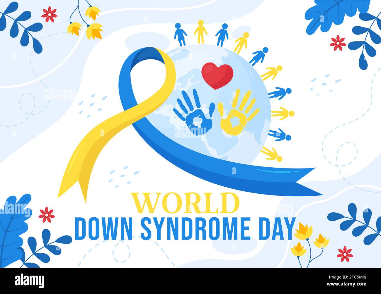 World Down Syndrome Day Vector Illustration on March 21 with Blue and ...
