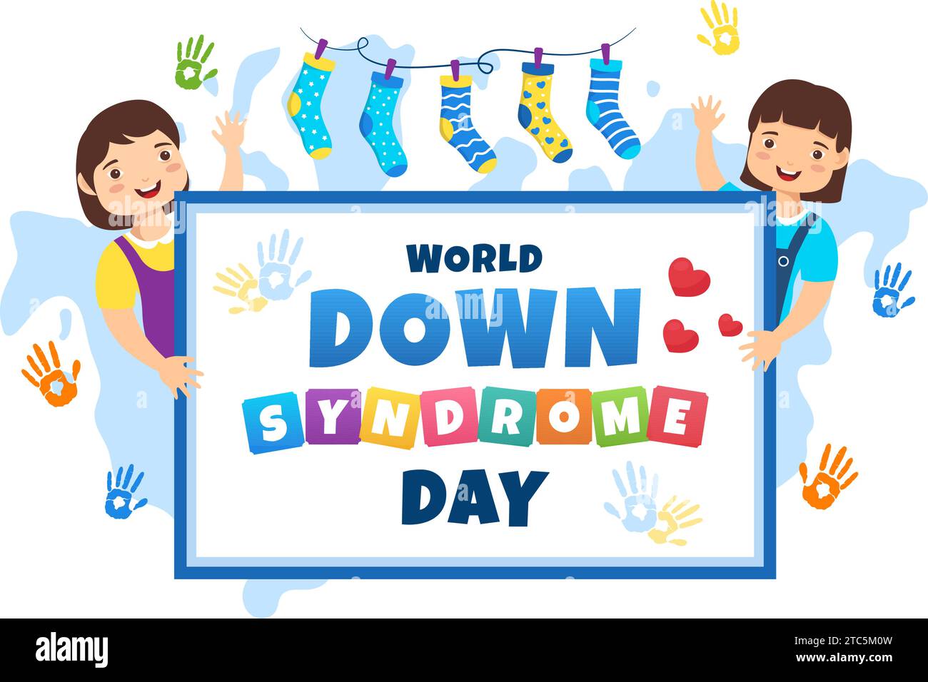World Down Syndrome Day Vector Illustration on March 21 with Blue and ...