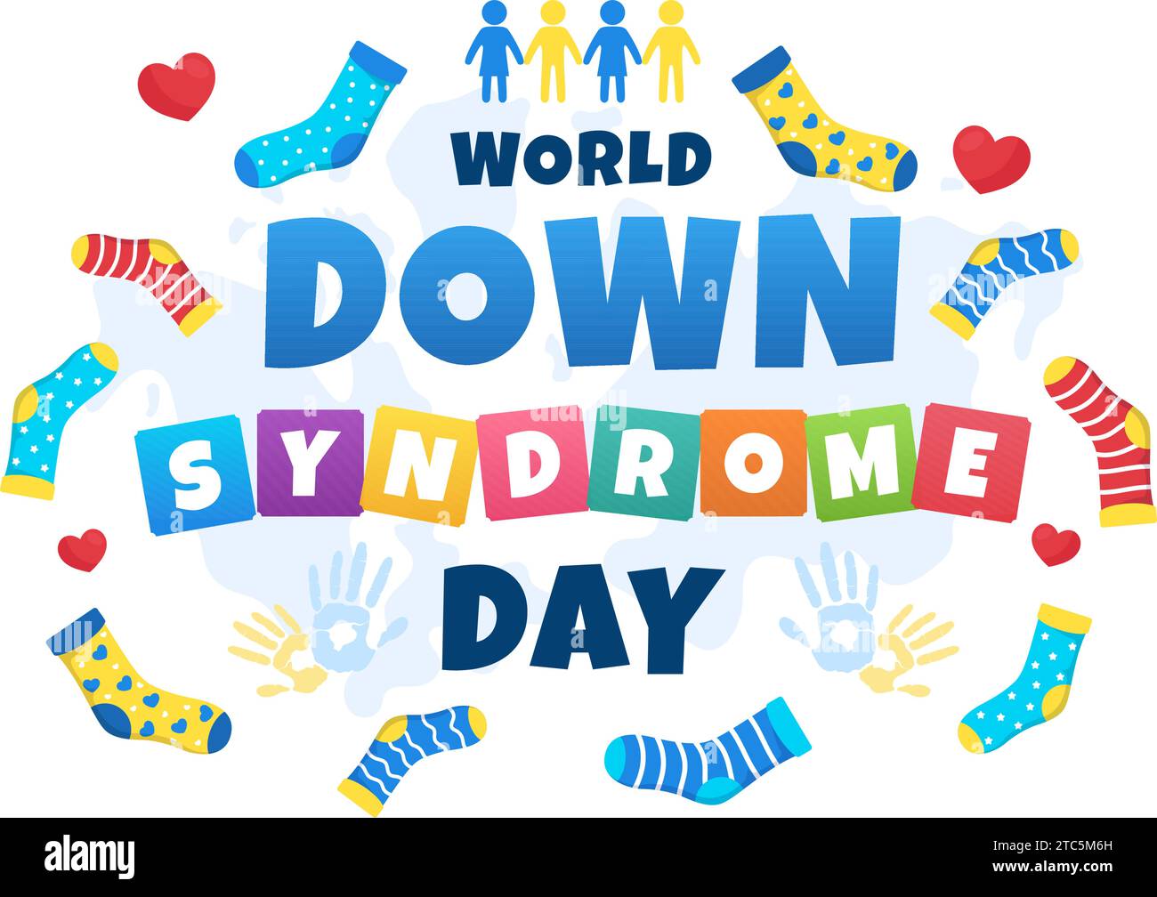 World Down Syndrome Day Vector Illustration on March 21 with Blue and ...