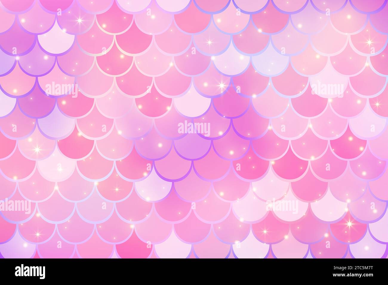 Mermaid pink background with scale and stars. Iridescent glitter fish ...