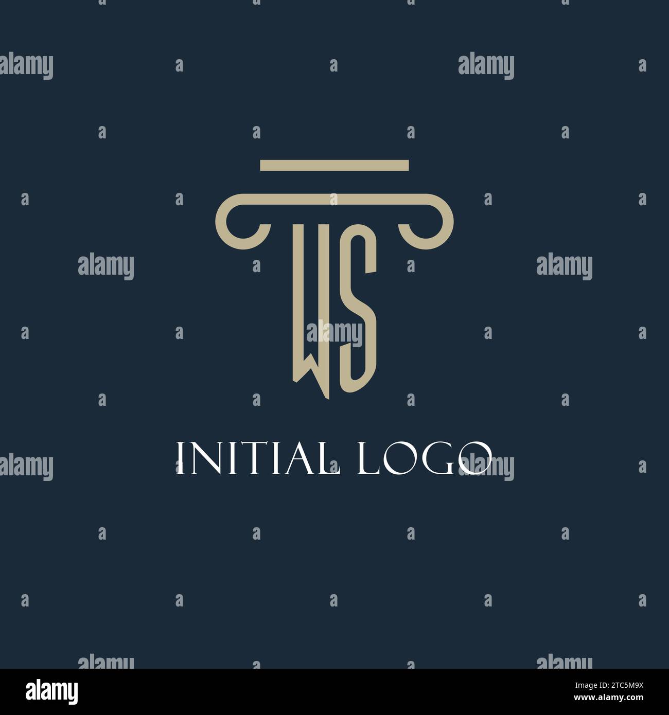 WS initial logo for lawyer, law firm, law office with pillar icon ...