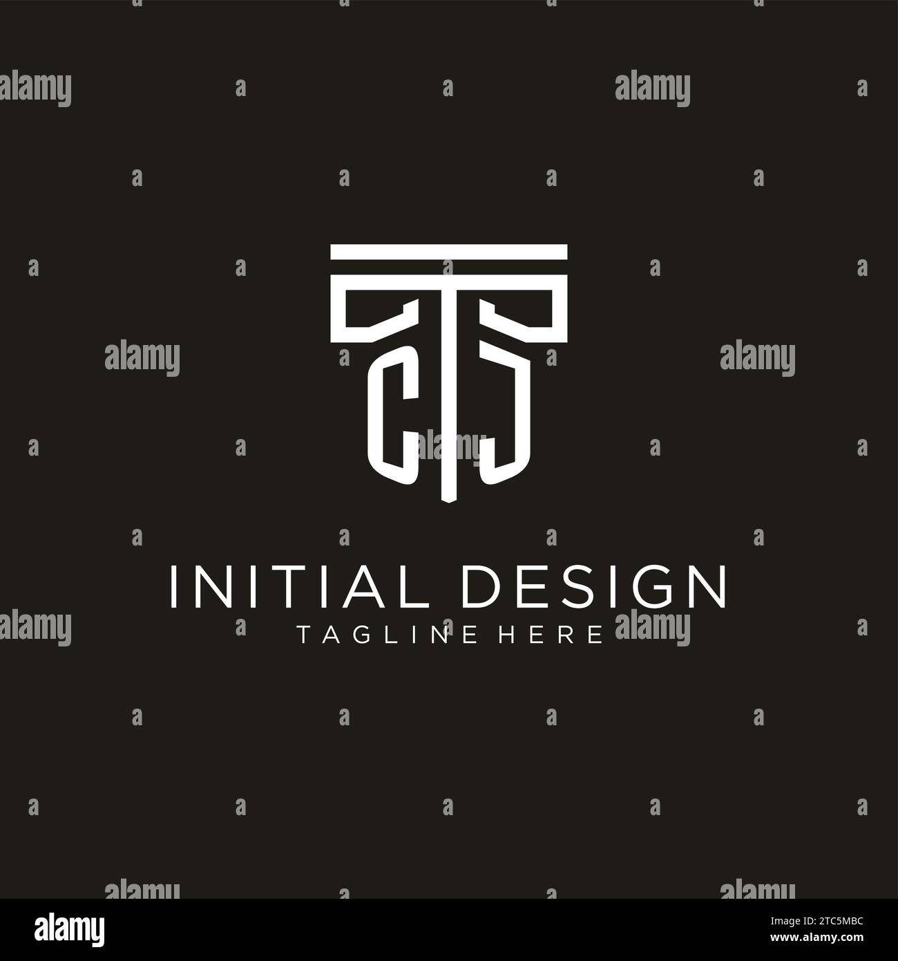 CJ initial logo with geometric pillar style design, creative modern law ...