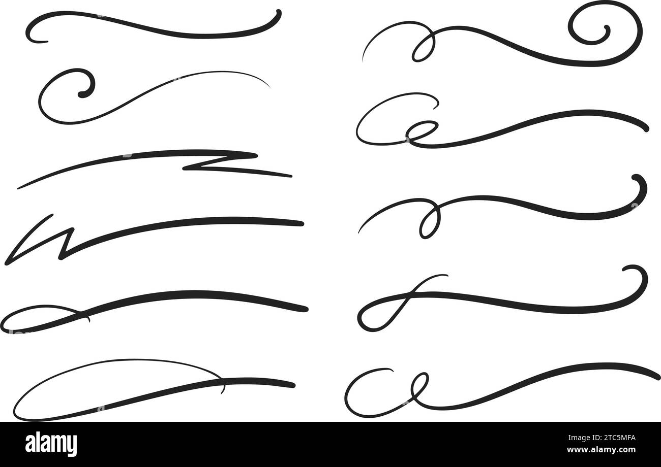 Swashes swoops and swishes calligraphy signs. Underlines hand drawn ...