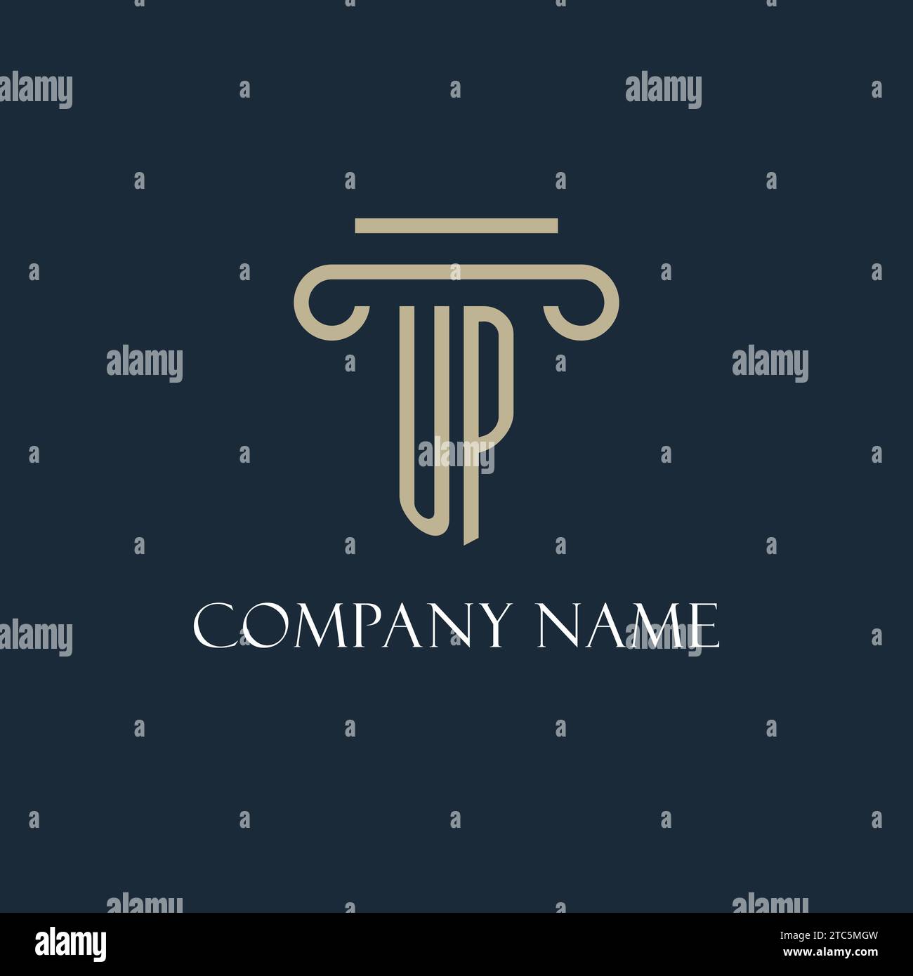 UP initial logo for lawyer, law firm, law office with pillar icon ...