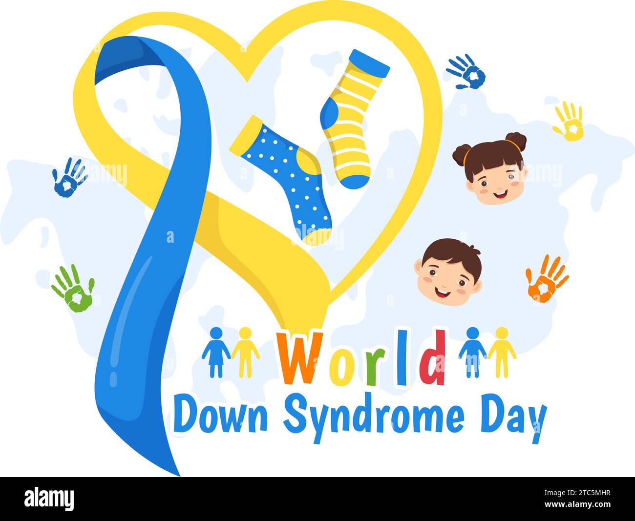 World Down Syndrome Day Vector Illustration on March 21 with Blue and ...