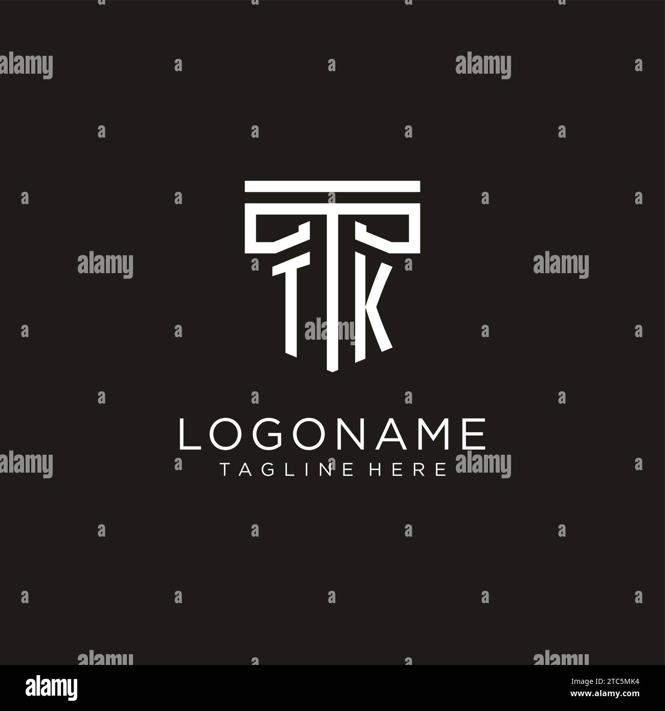 TK initial logo with geometric pillar style design, creative modern law ...