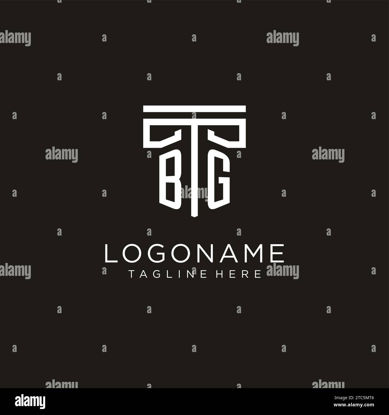 BG initial logo with geometric pillar style design, creative modern law ...