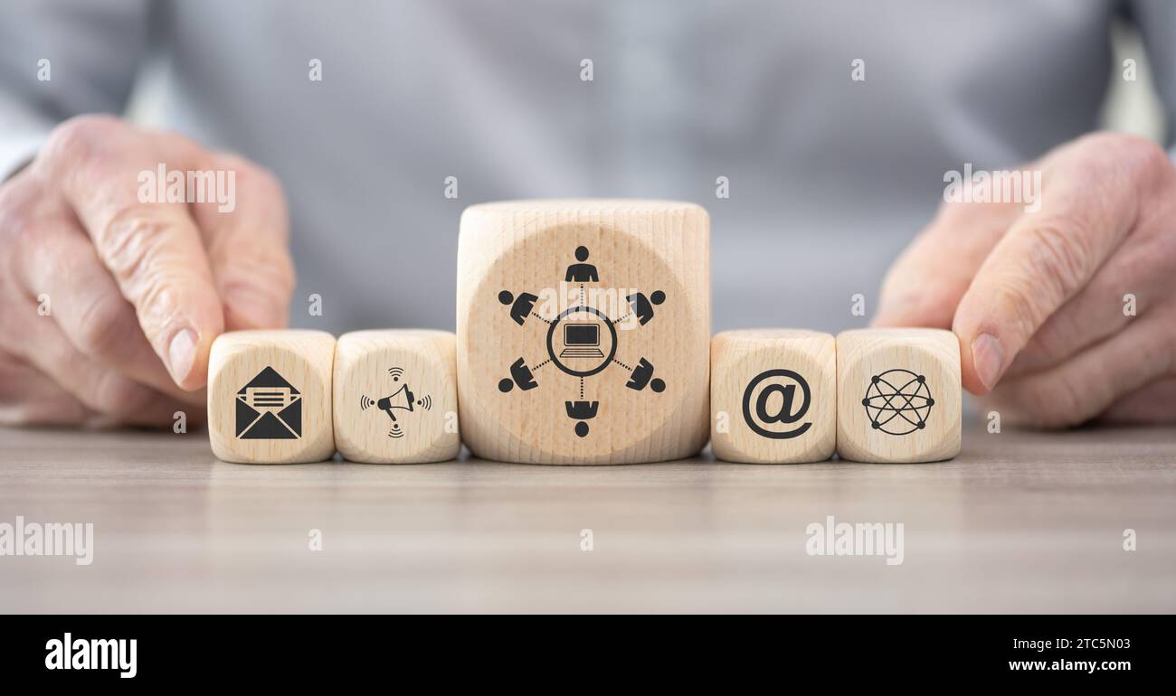 Wooden blocks with symbol of digital marketing concept Stock Photo - Alamy