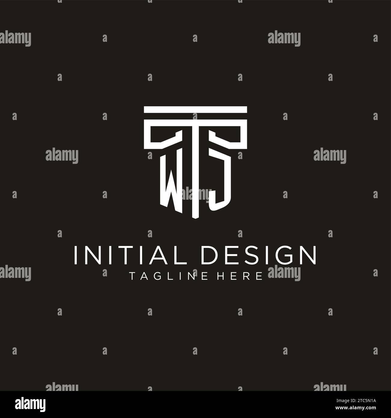 WJ initial logo with geometric pillar style design, creative modern law ...