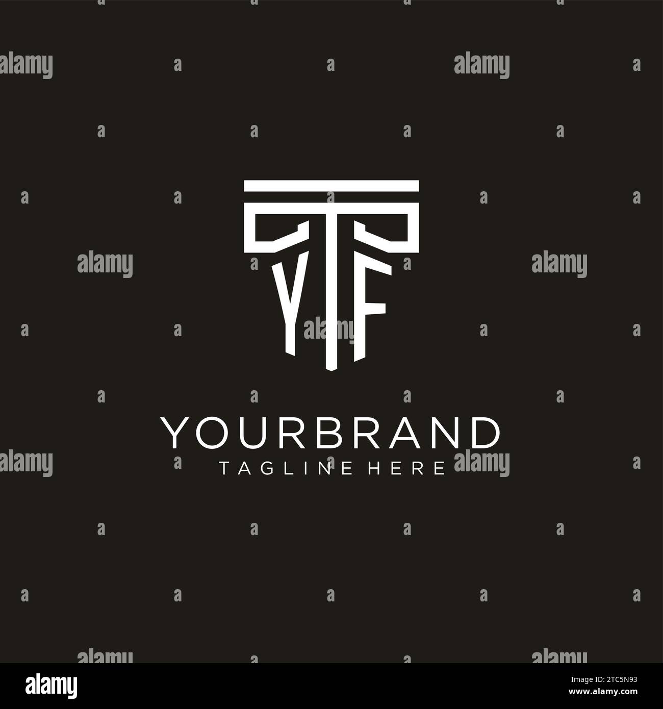 YF initial logo with geometric pillar style design, creative modern law ...