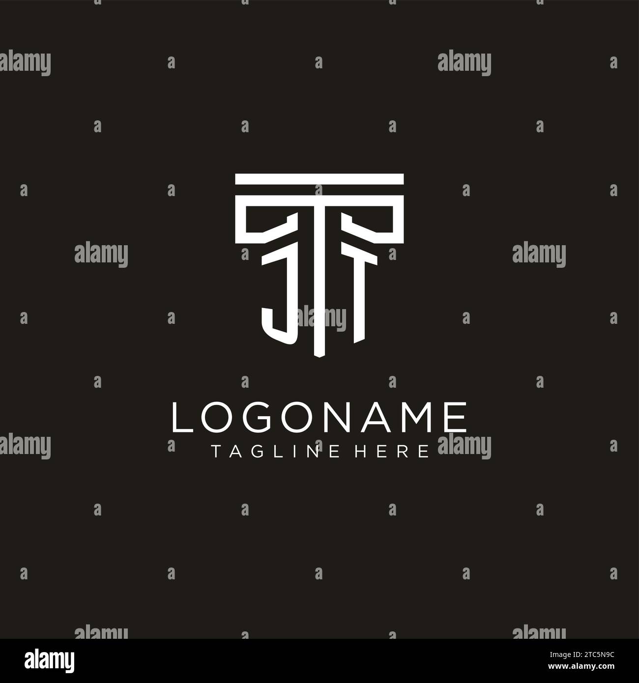 JT initial logo with geometric pillar style design, creative modern law firm logo design Stock ...