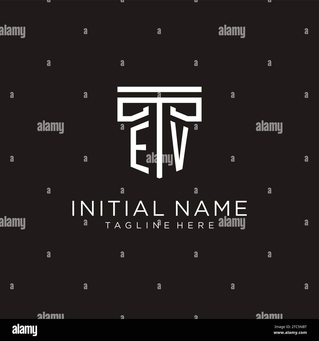 EV initial logo with geometric pillar style design, creative modern law ...