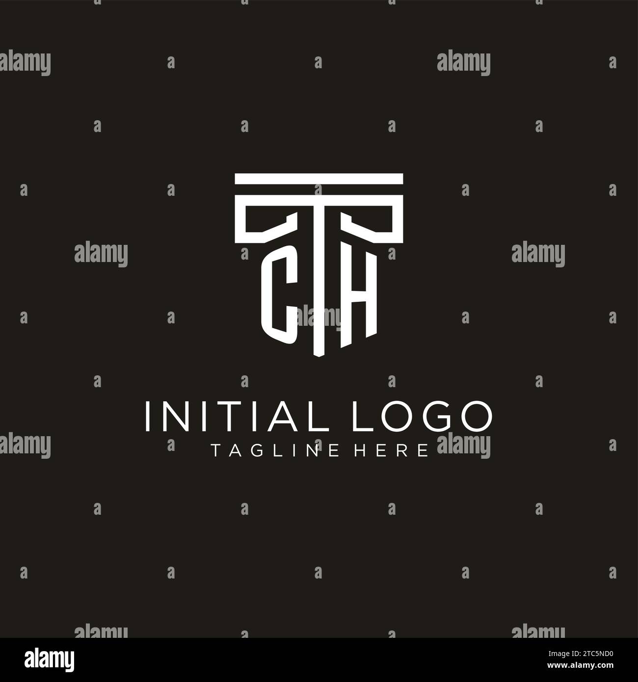 CH initial logo with geometric pillar style design, creative modern law ...