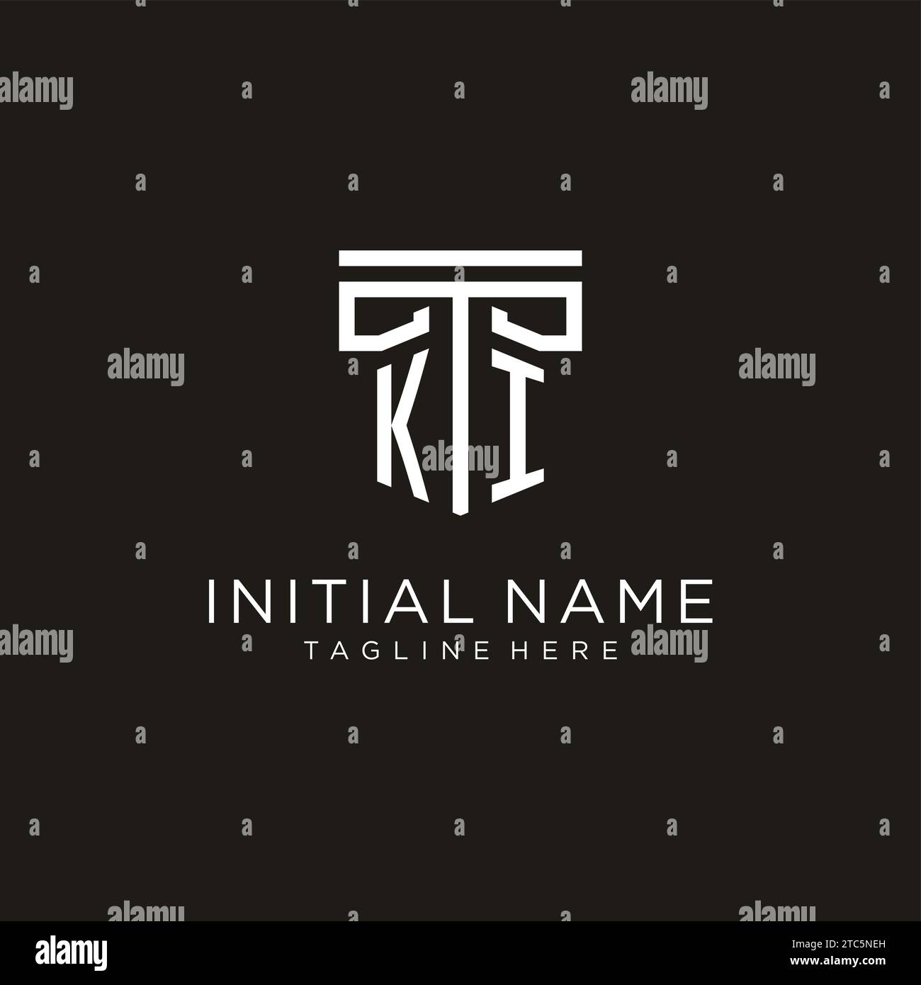 KI initial logo with geometric pillar style design, creative modern law ...