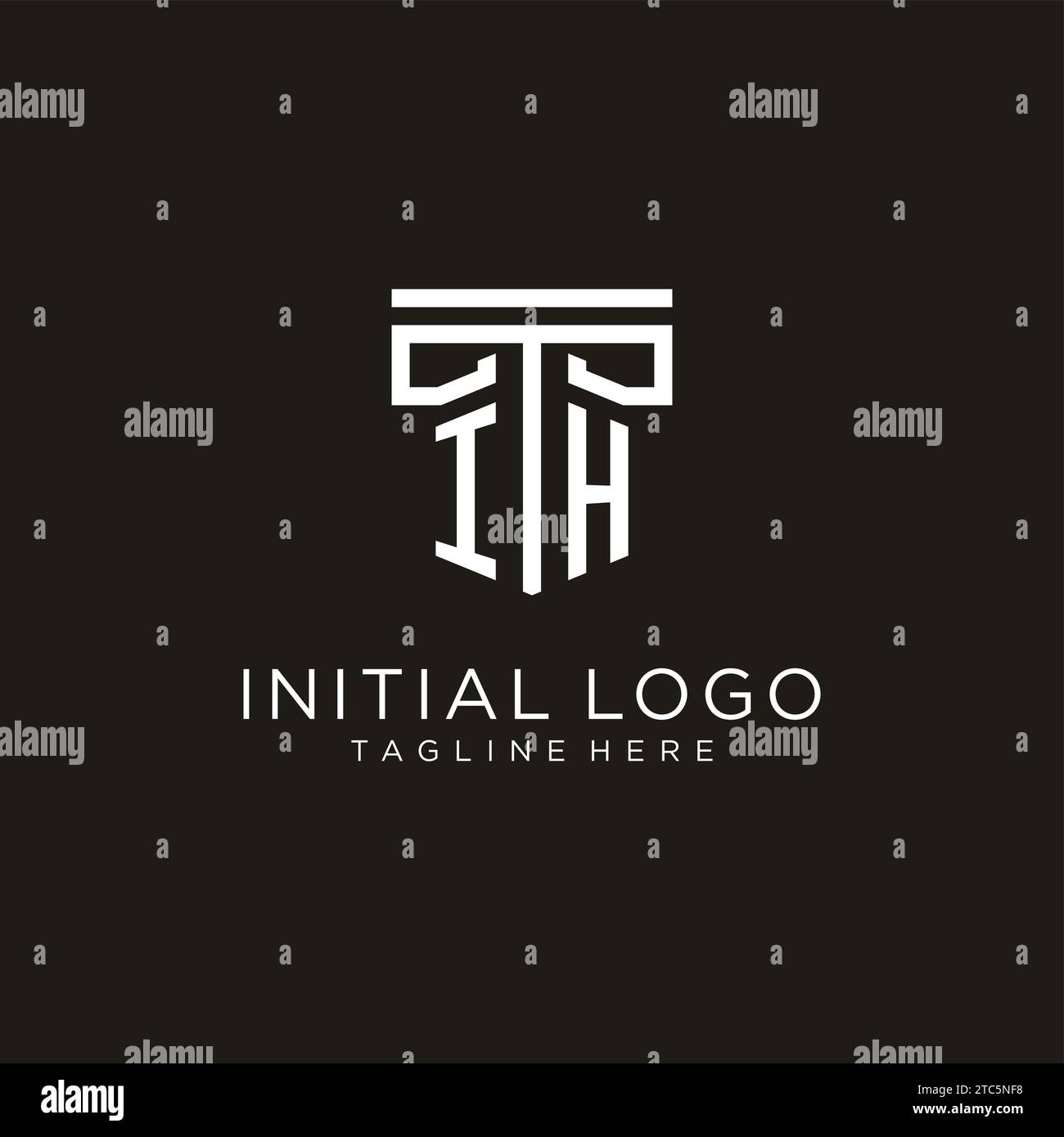 IH initial logo with geometric pillar style design, creative modern law ...