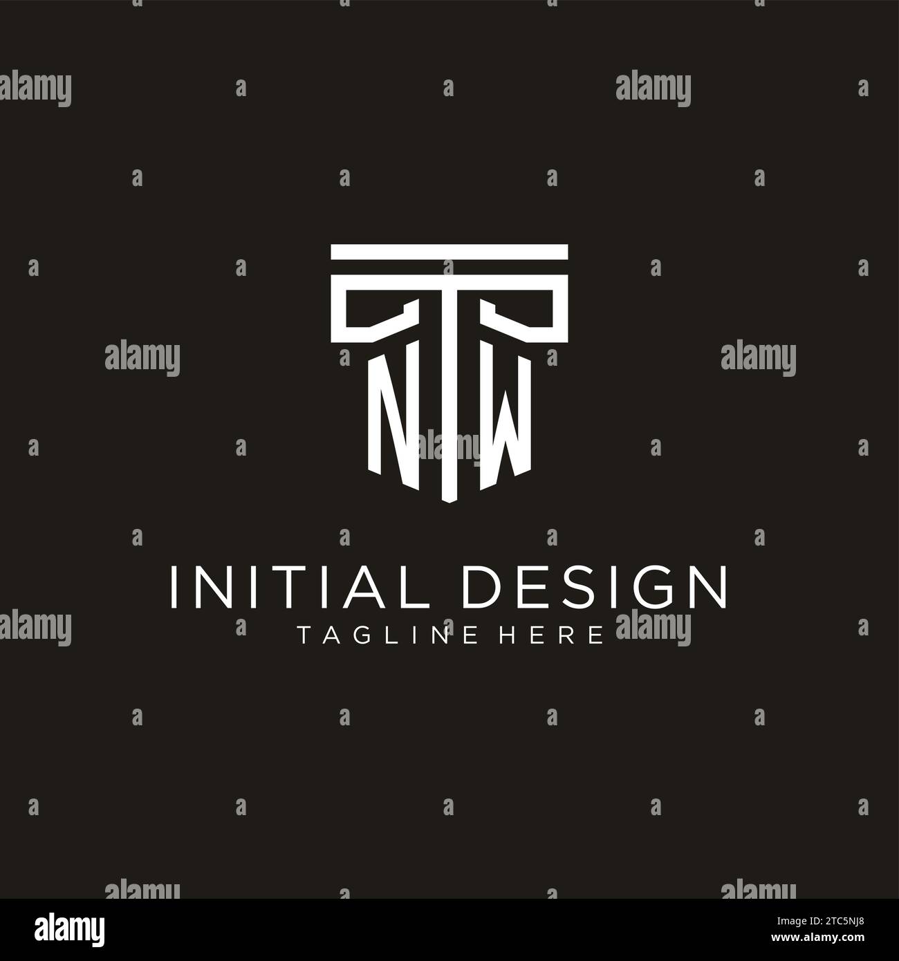 NW initial logo with geometric pillar style design, creative modern law ...