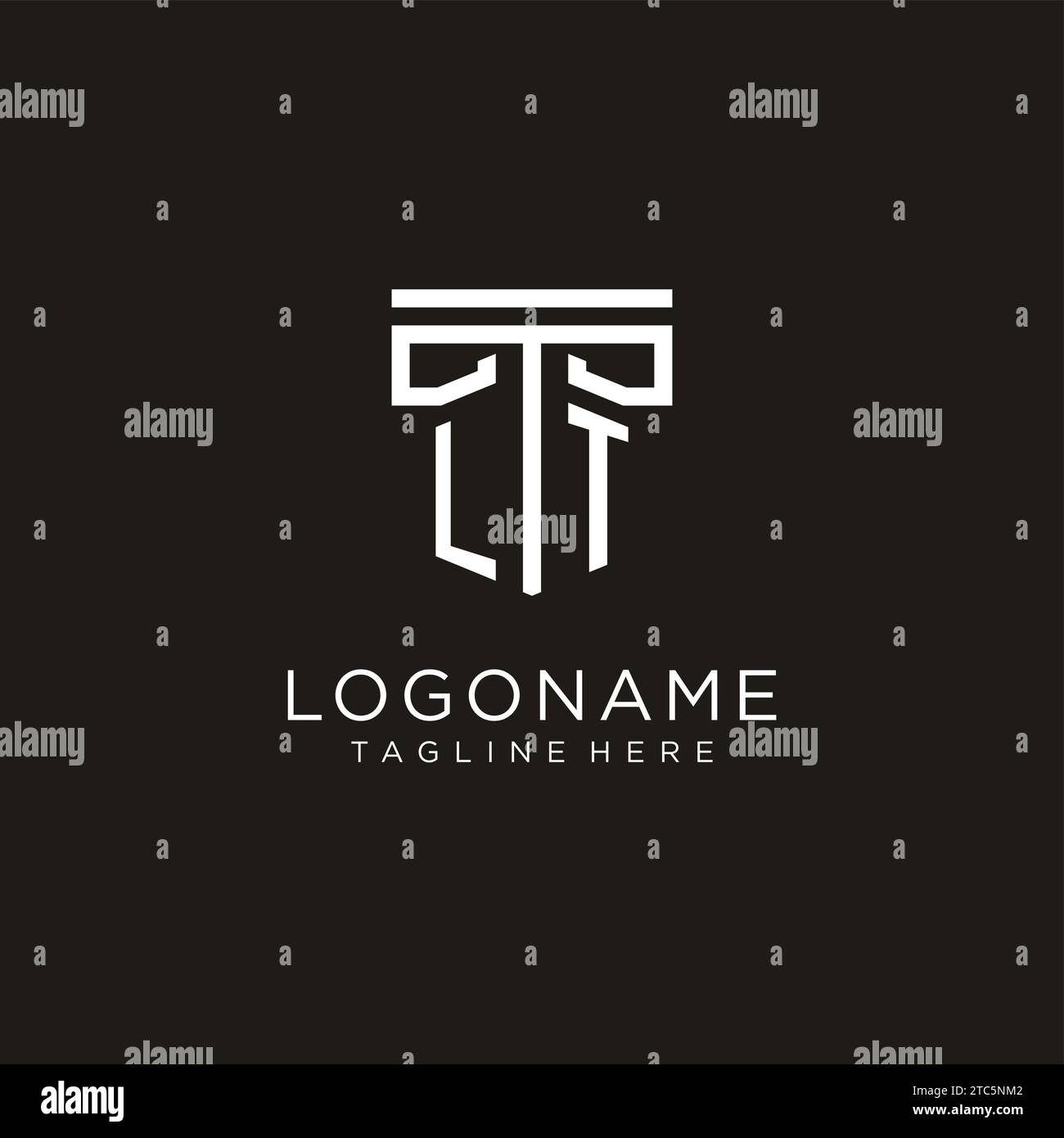 LT initial logo with geometric pillar style design, creative modern law ...