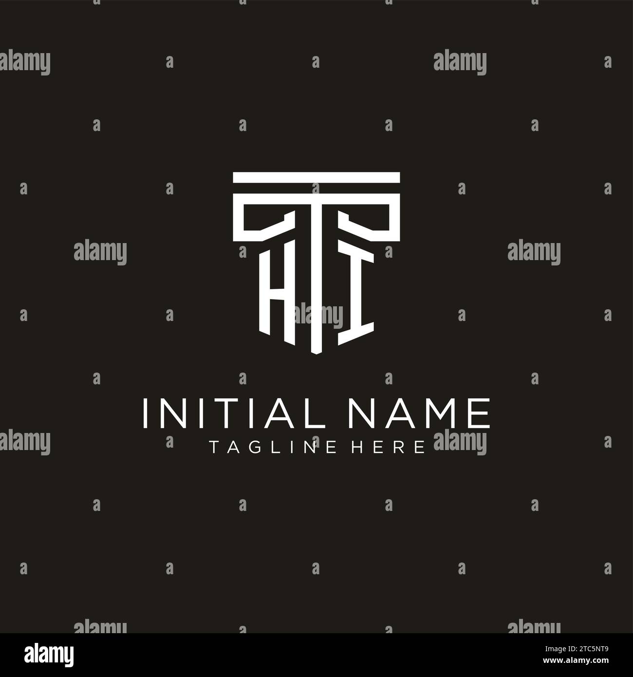 HI initial logo with geometric pillar style design, creative modern law ...