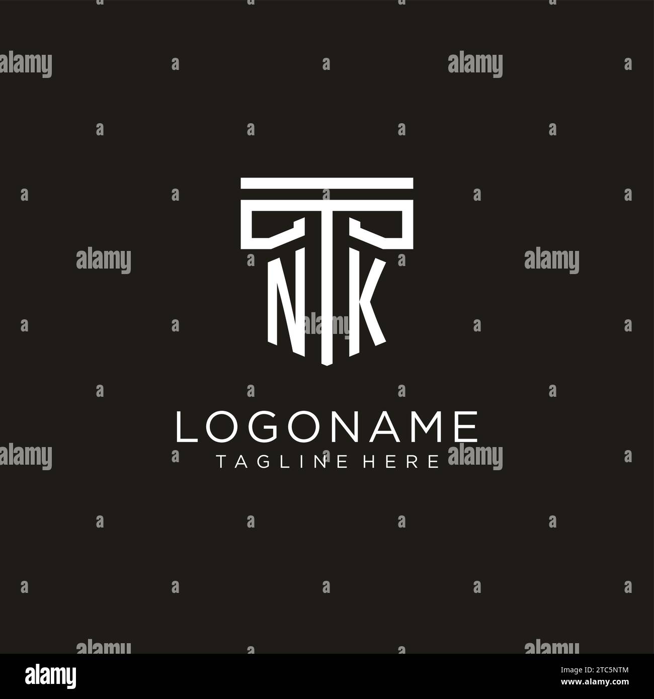 NK initial logo with geometric pillar style design, creative modern law ...
