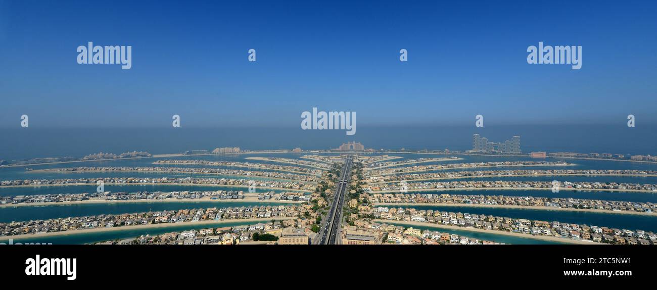 A view of the Palm Jumeirah from the observation tower - View at t he ...