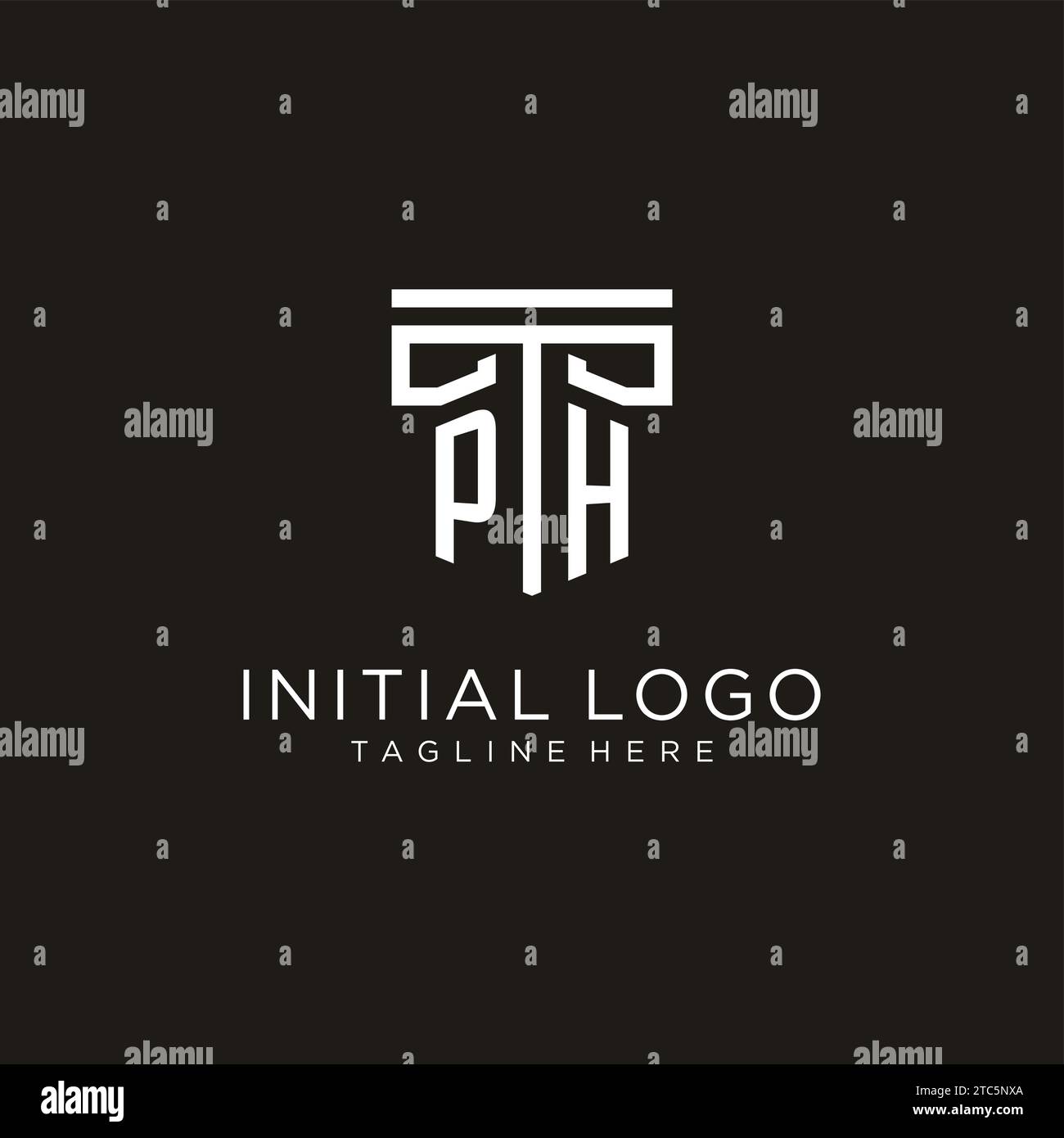 PH initial logo with geometric pillar style design, creative modern law ...