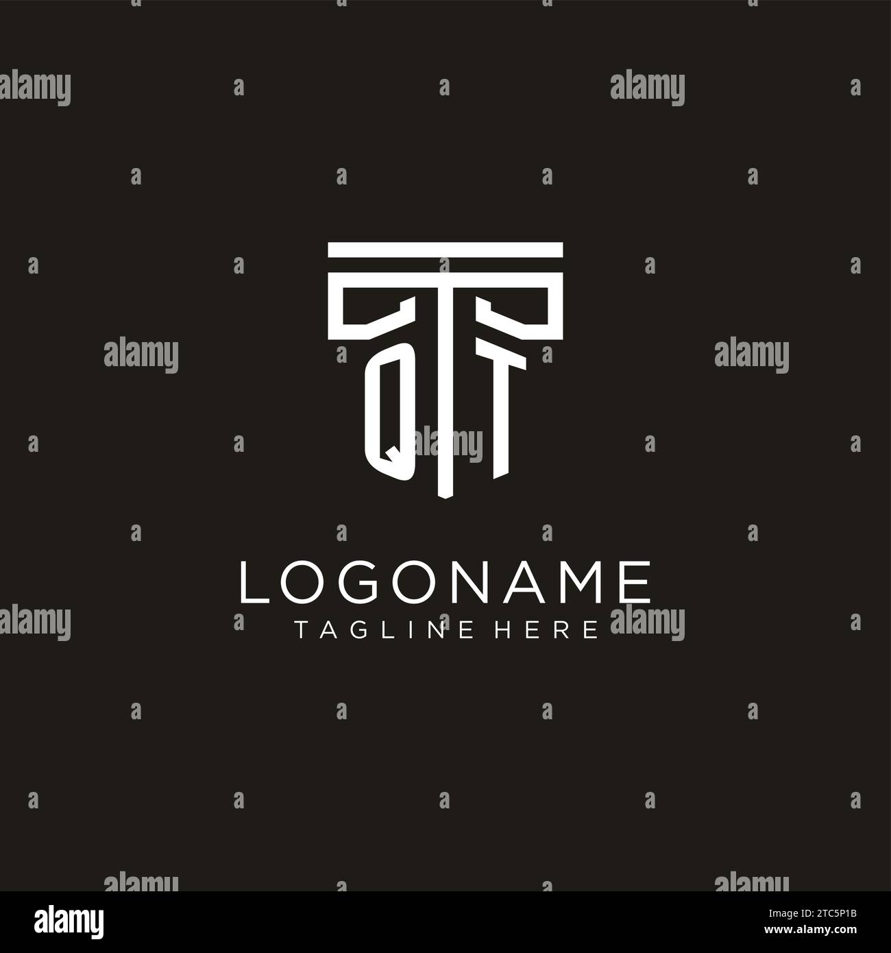 QT initial logo with geometric pillar style design, creative modern law ...