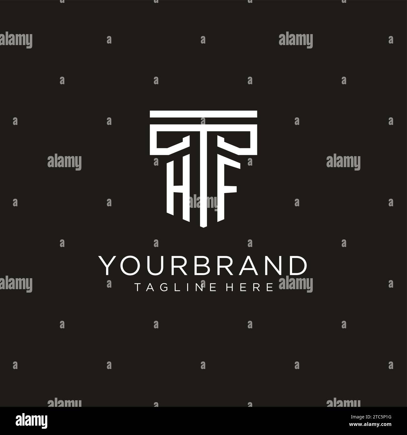 HF initial logo with geometric pillar style design, creative modern law ...