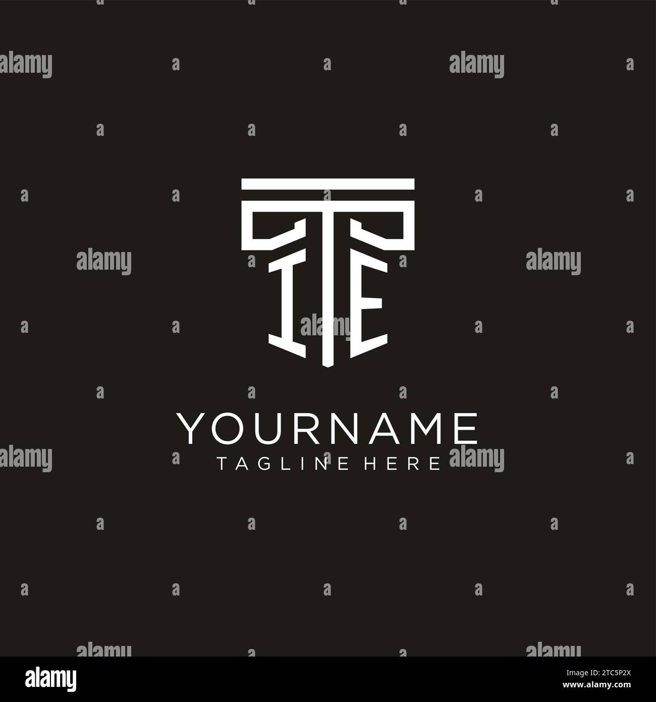 IE initial logo with geometric pillar style design, creative modern law ...