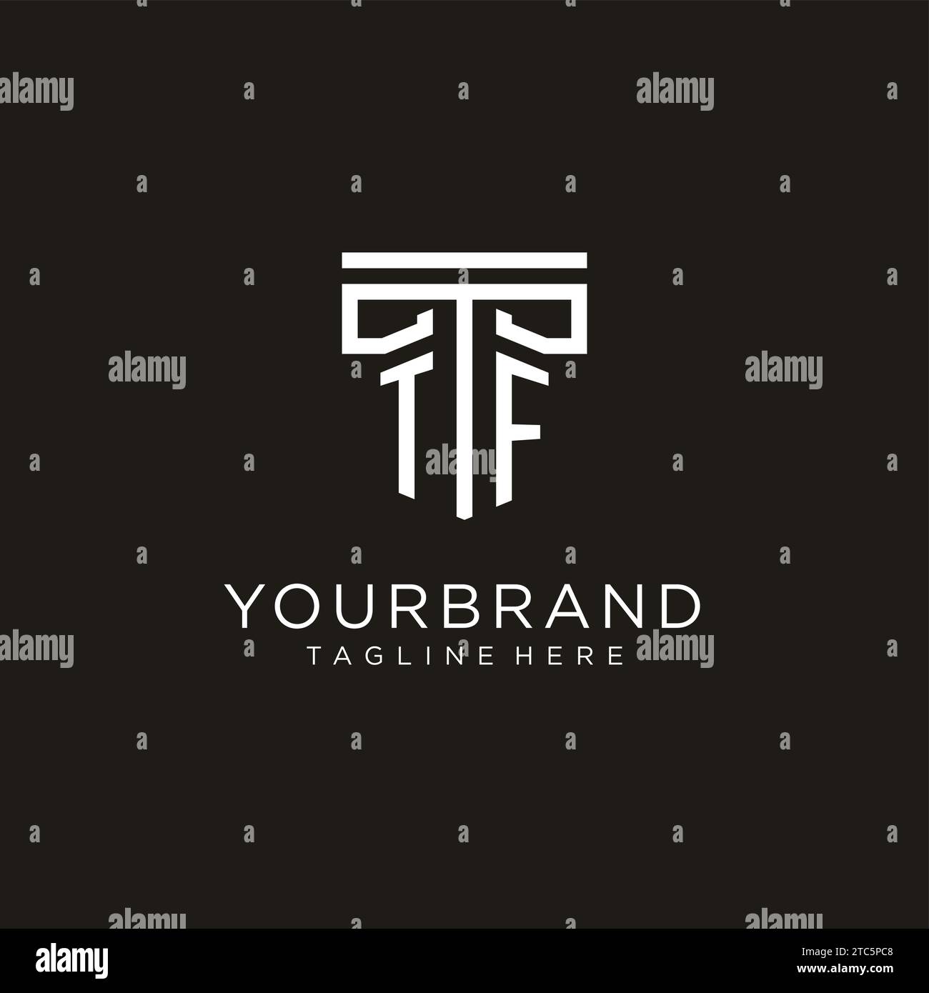 TF initial logo with geometric pillar style design, creative modern law ...