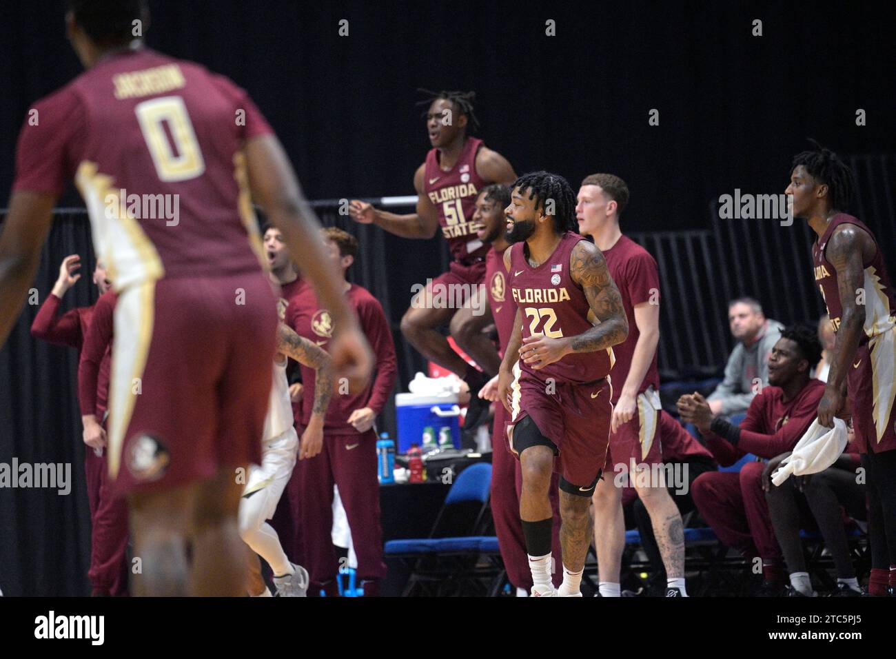 Florida State guard Darin Green Jr. (22) reacts after scoring a 3 ...