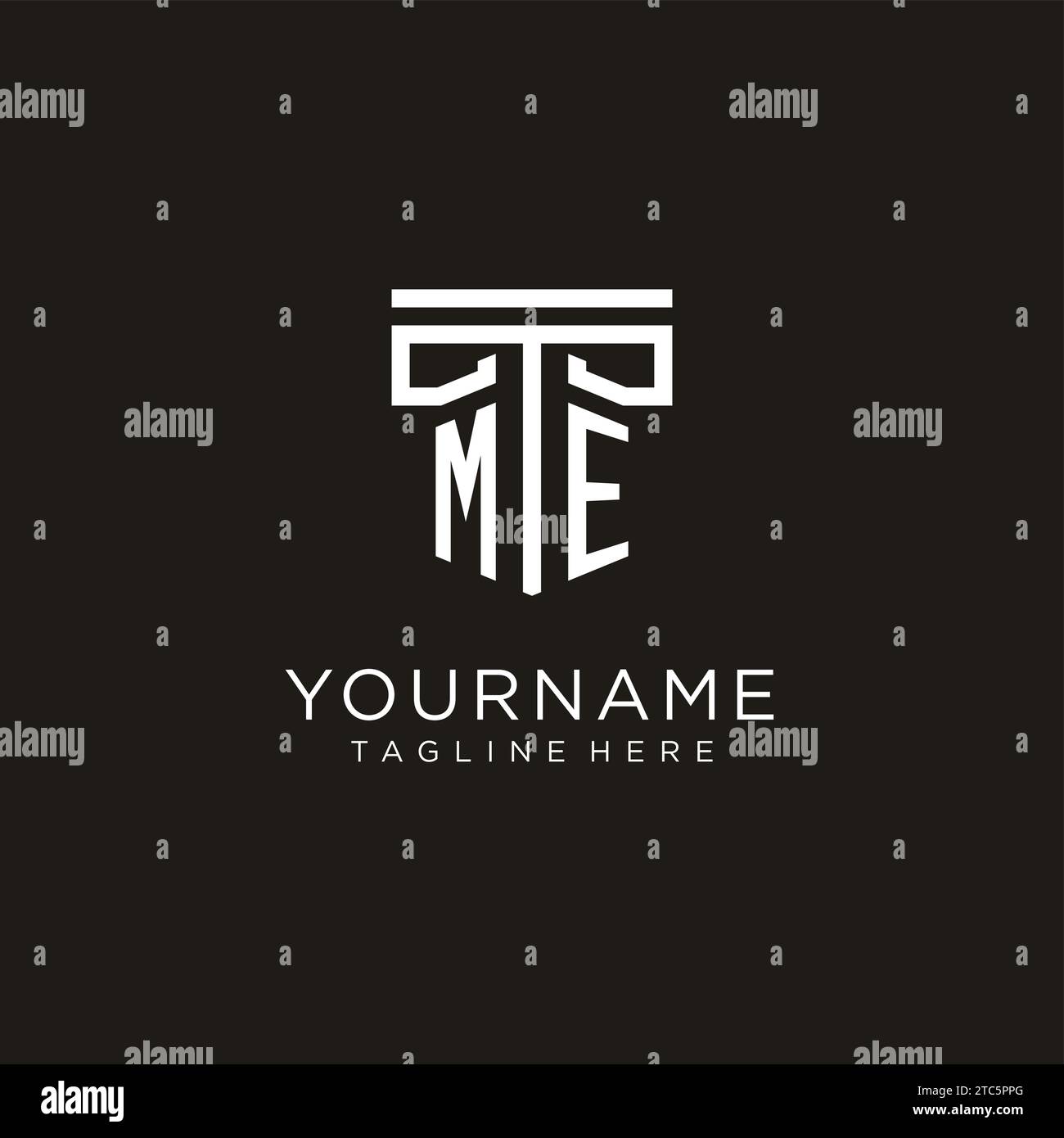 ME initial logo with geometric pillar style design, creative modern law firm logo design Stock ...