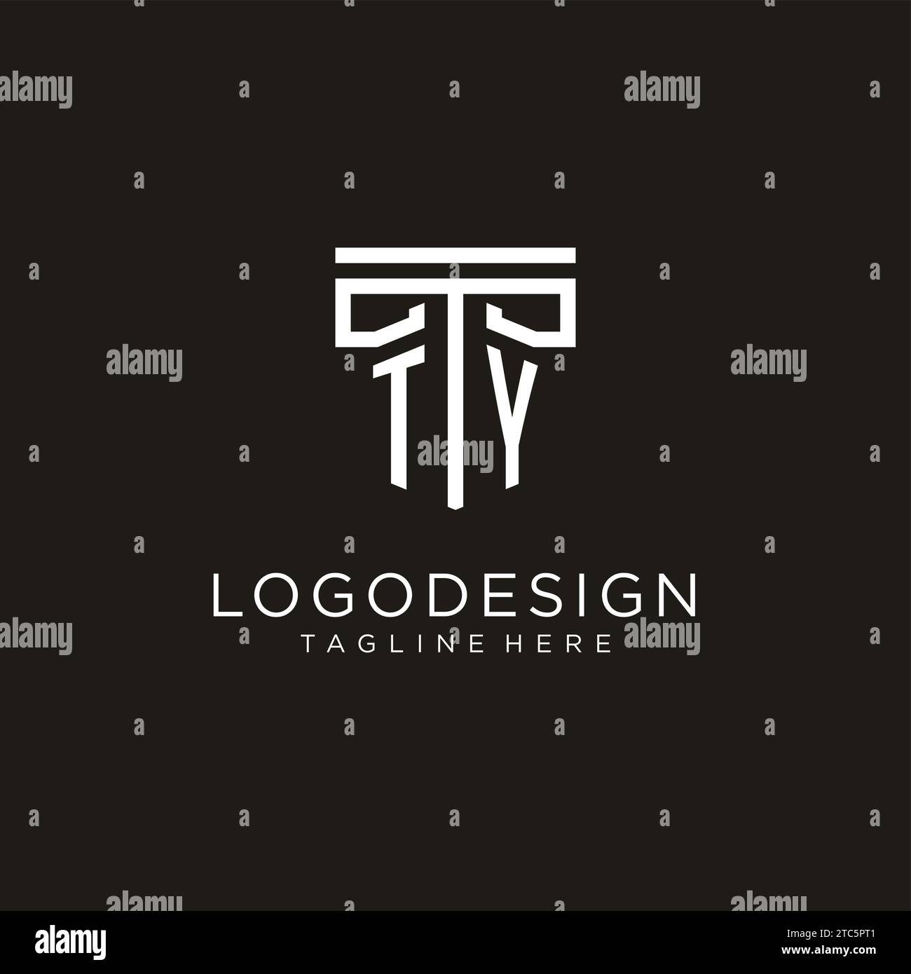 TY initial logo with geometric pillar style design, creative modern law ...