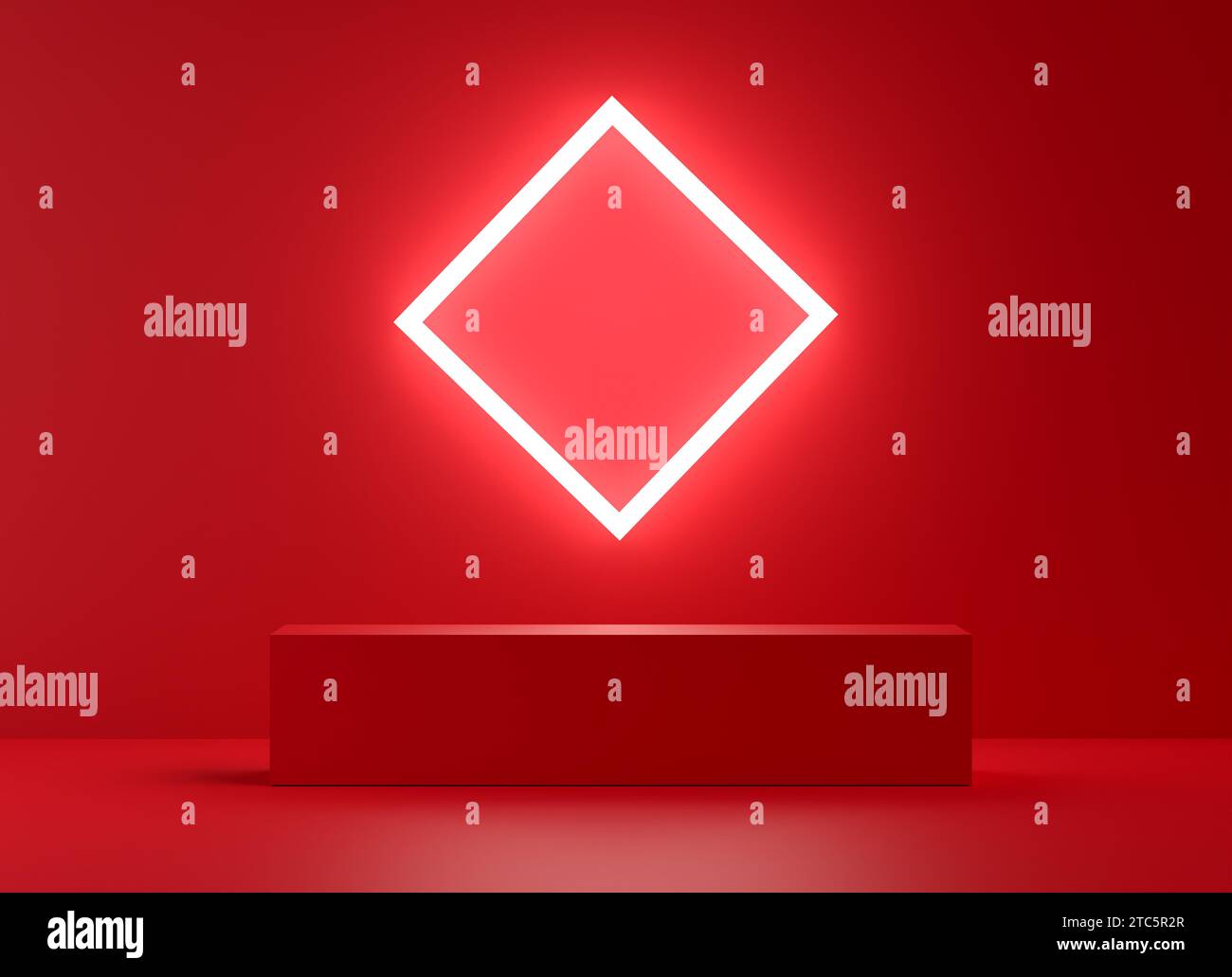 Rectangular red colored podium or platform for product display with ...