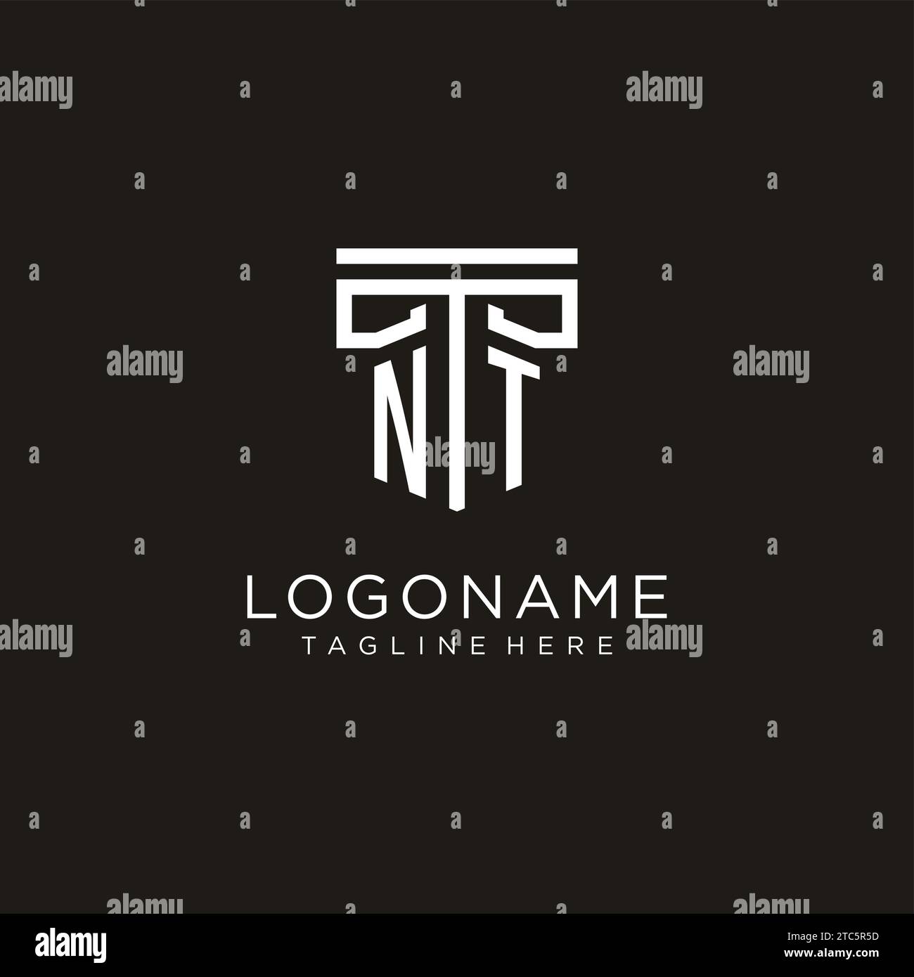 NT initial logo with geometric pillar style design, creative modern law ...