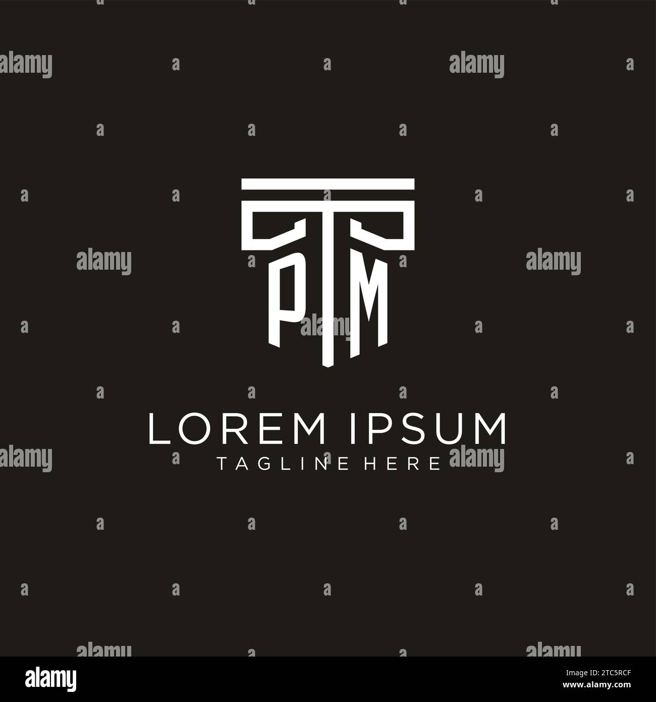 PM initial logo with geometric pillar style design, creative modern law ...