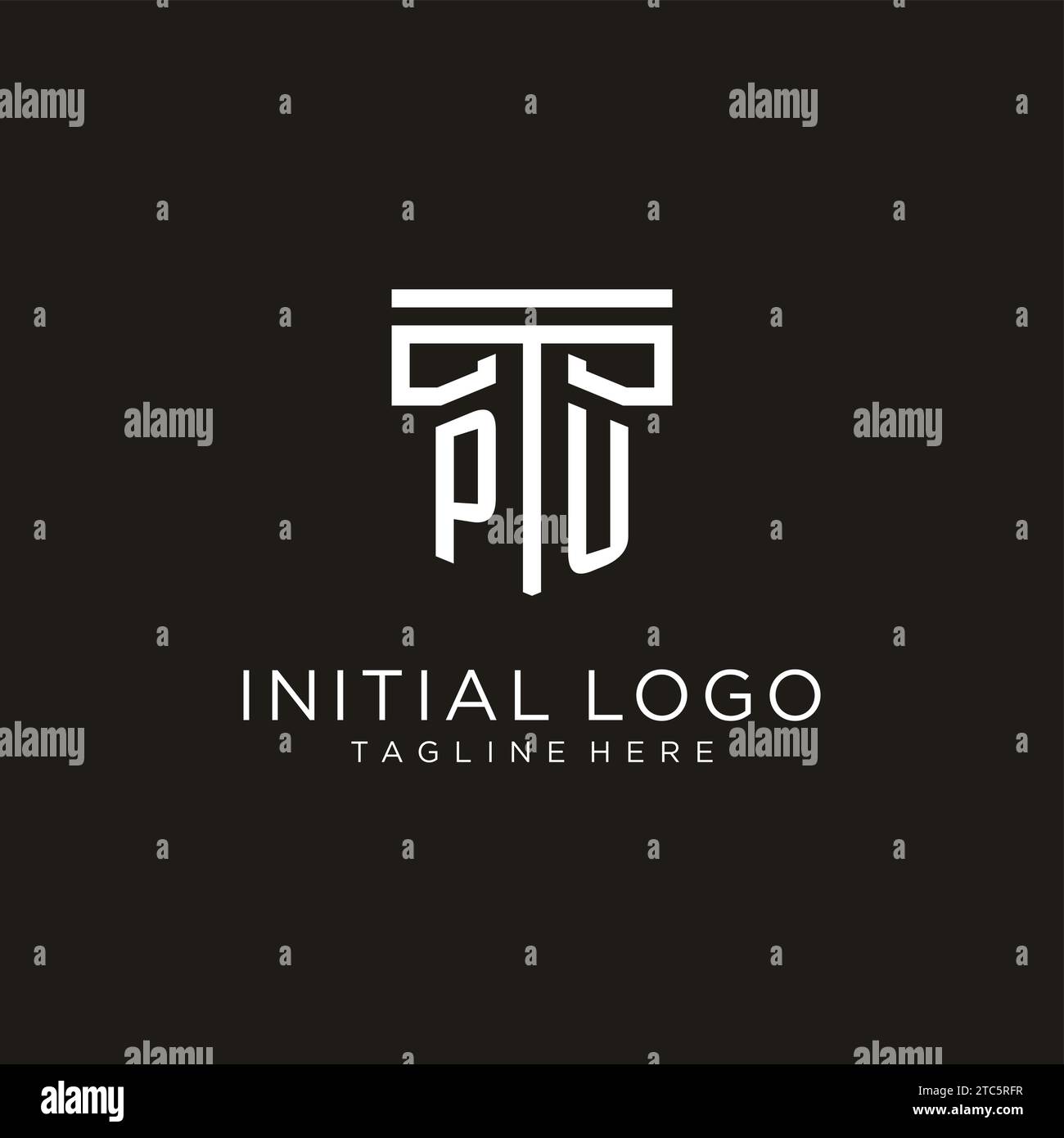 PU initial logo with geometric pillar style design, creative modern law ...