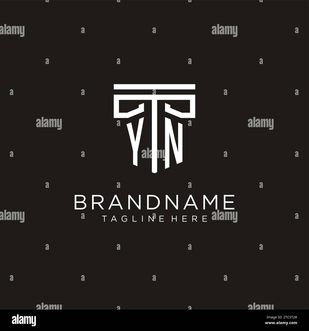YN initial logo with geometric pillar style design, creative modern law ...
