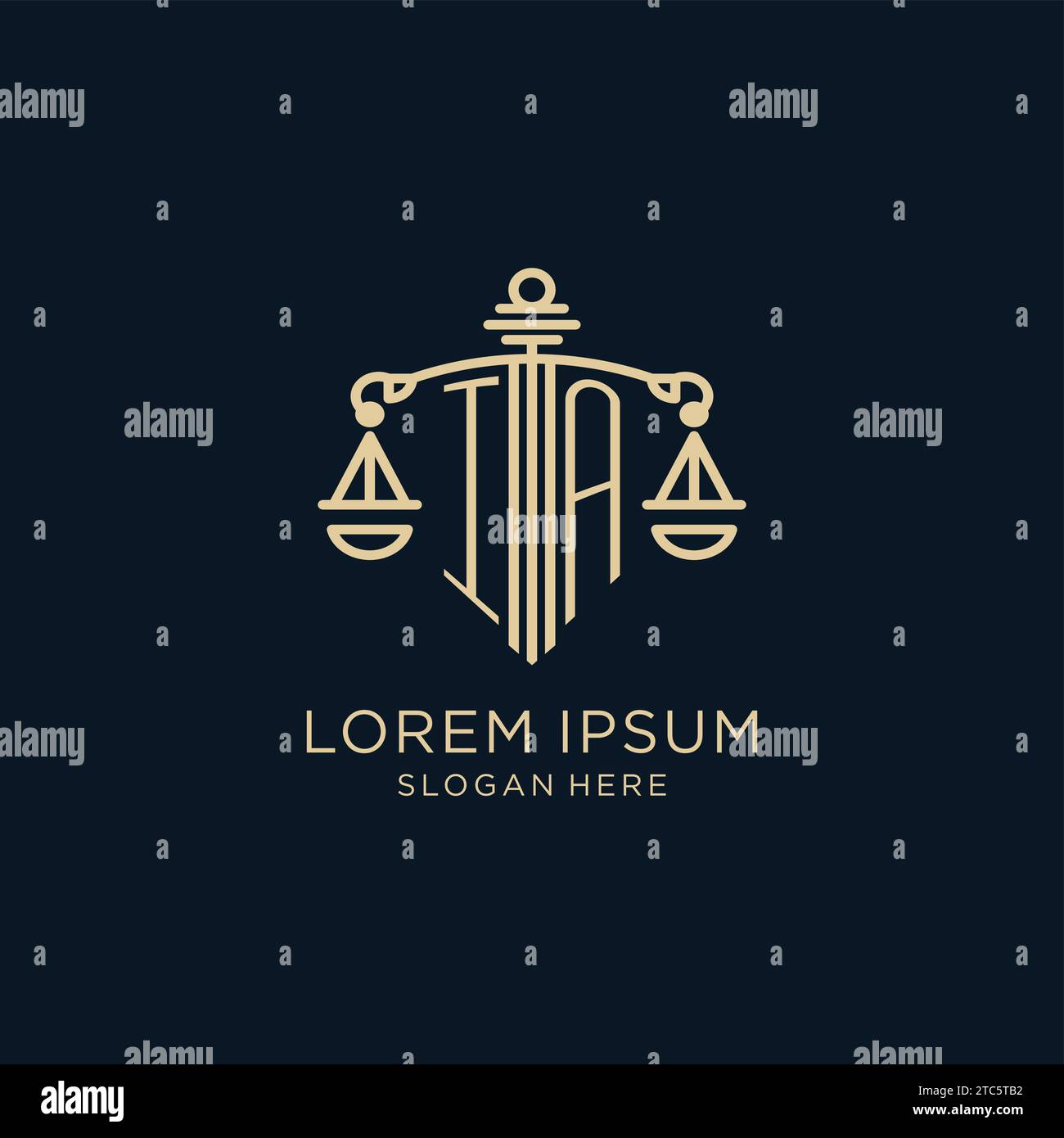 Initial IA logo with shield and scales of justice, luxury and modern ...