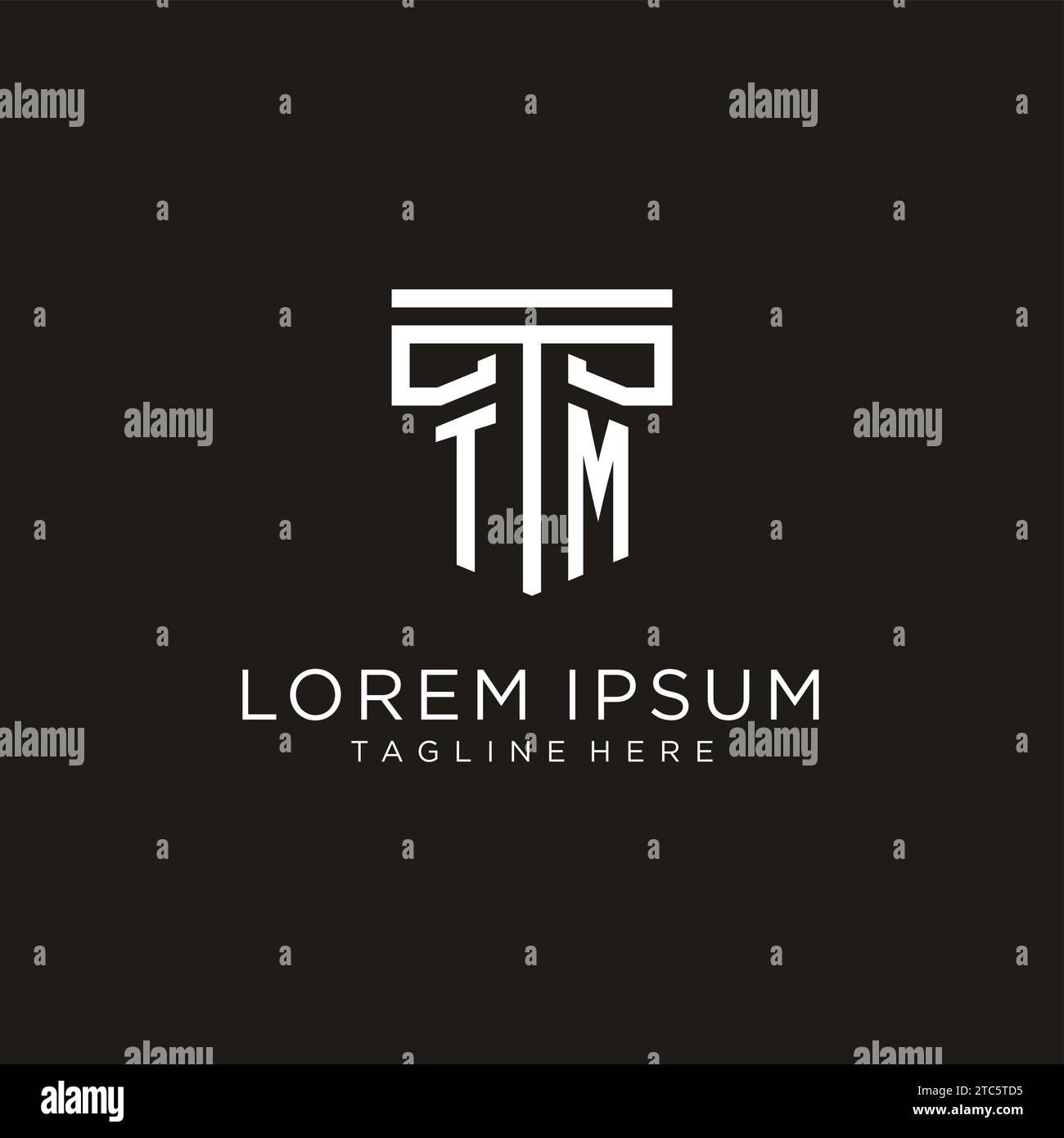 TM initial logo with geometric pillar style design, creative modern law ...