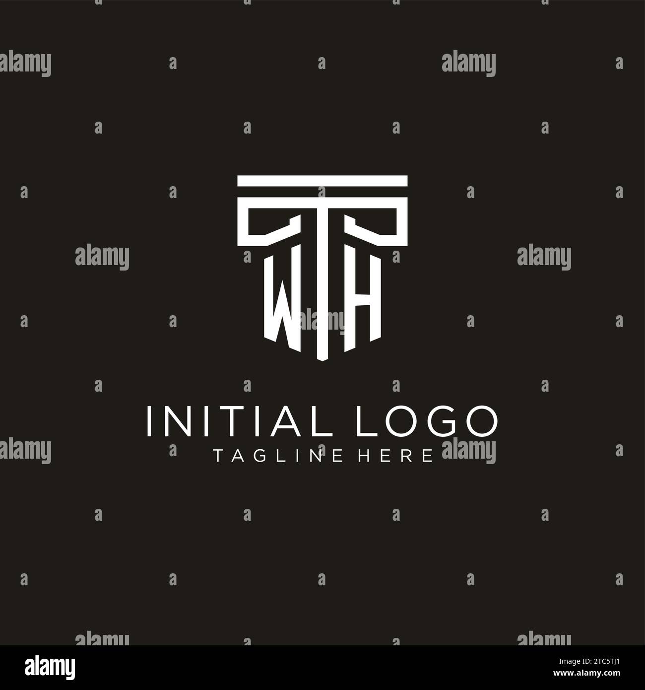 WH initial logo with geometric pillar style design, creative modern law ...