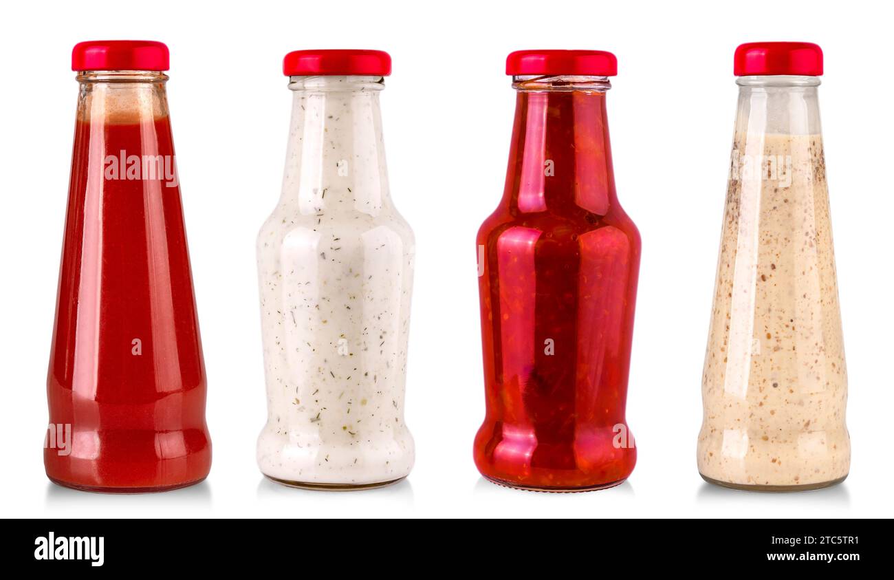 The set of sauce bottles isolated on white background with clipping ...