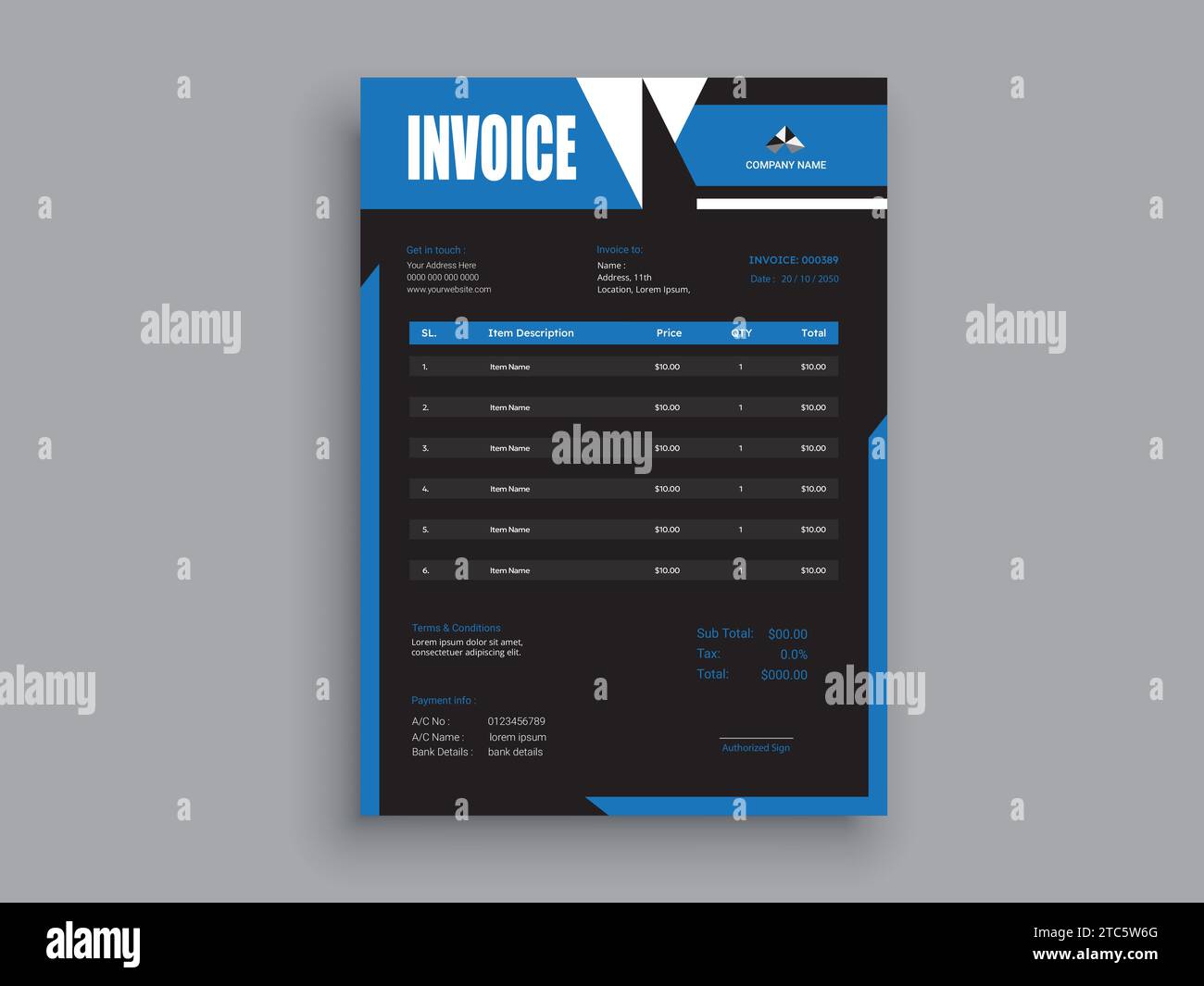 Business invoice form template. Invoicing quotes, money bills or ...